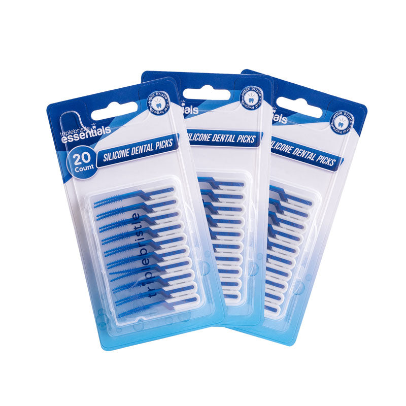 Triple Bristle Silicone Dental Picks | Triple Bristle
