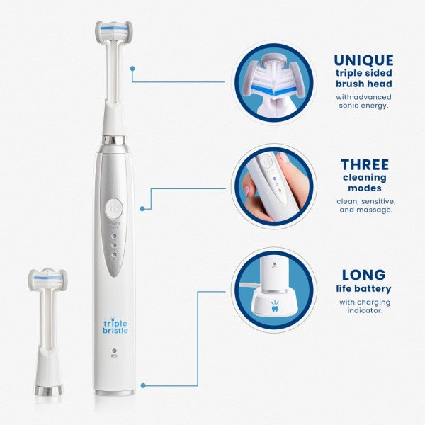 Triple Bristle Kids 3-sided Sonic Electric Toothbrush | Triple Bristle
