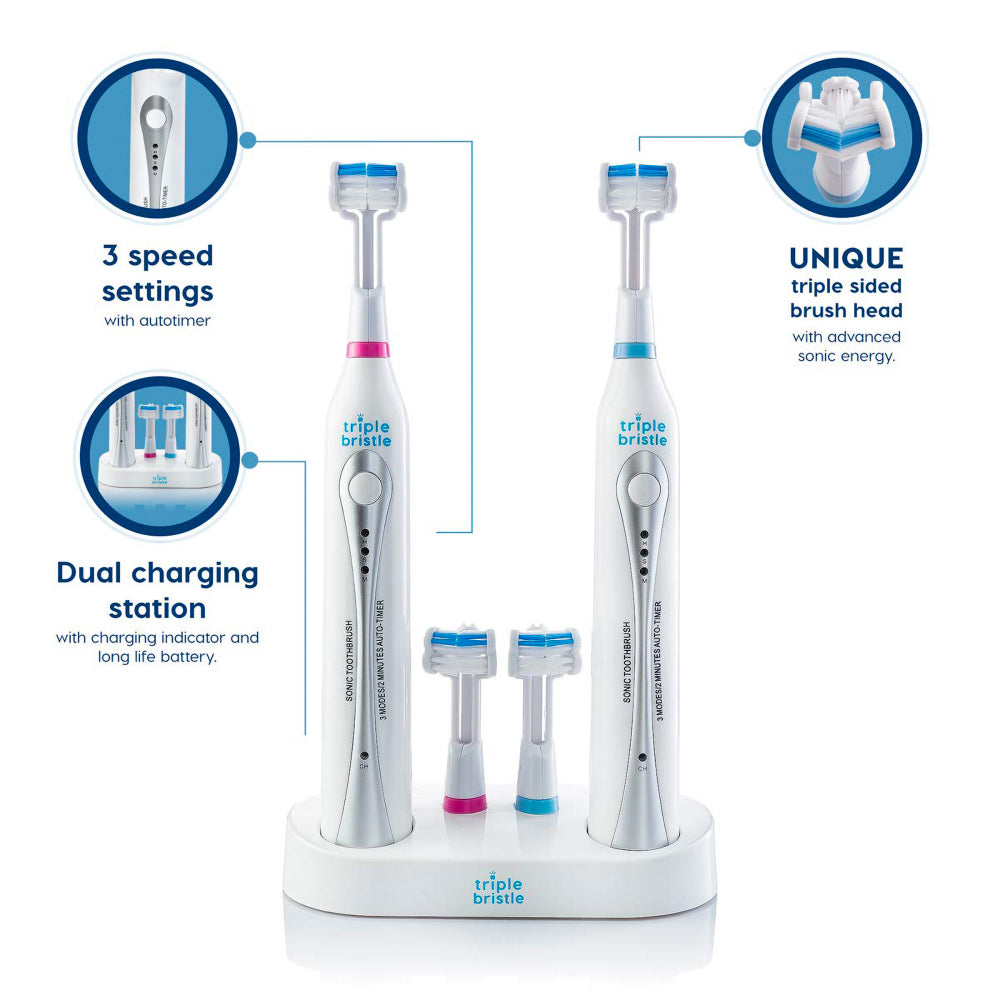 Triple Bristle Duo 3-sided Sonic Electric Toothbrush | Triple Bristle